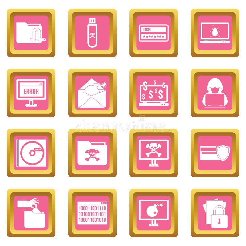 Criminal Activity Icons Pink Stock Vector - Illustration of passport ...