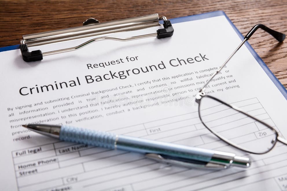 Criminal Background Check Application Form with Pen Stock Photo - Image ...