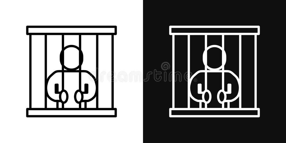 Criminal behind bars icon stock vector. Illustration of logo - 338047642