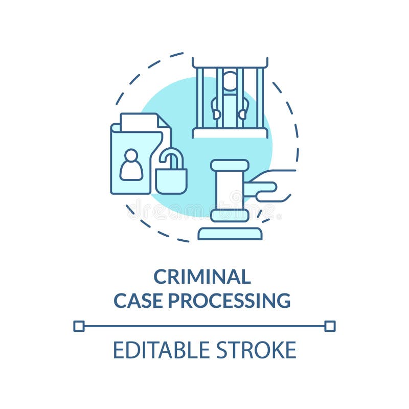 Criminal Case Processing Blue Concept Icon Stock Vector - Illustration ...