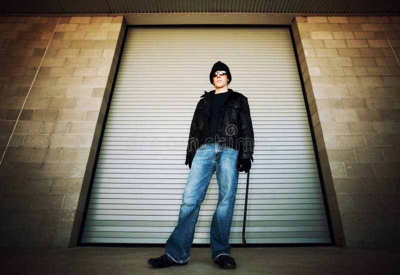 Criminal with Crowbar Near the Doors. Robber Breaking into House Stock ...