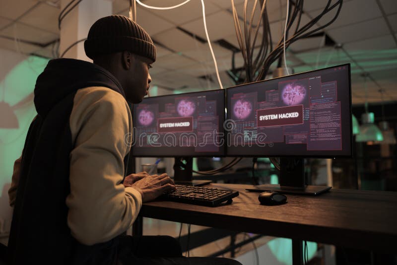 Criminal Cyberattack Hacker Accessing Computer System Password