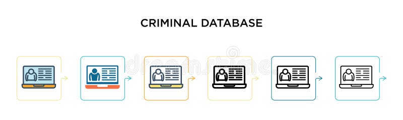 Criminal Database Vector Icon in 6 Different Modern Styles. Black, Two ...