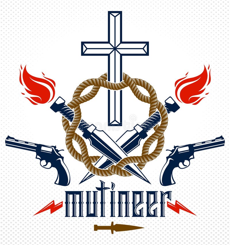 Criminal Gangster Dramatic Emblem or Logo with Christian Cross ...