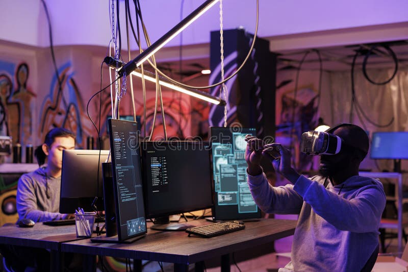 Criminal Hacking Using Vr Technology Stock Photo - Image of spyware ...