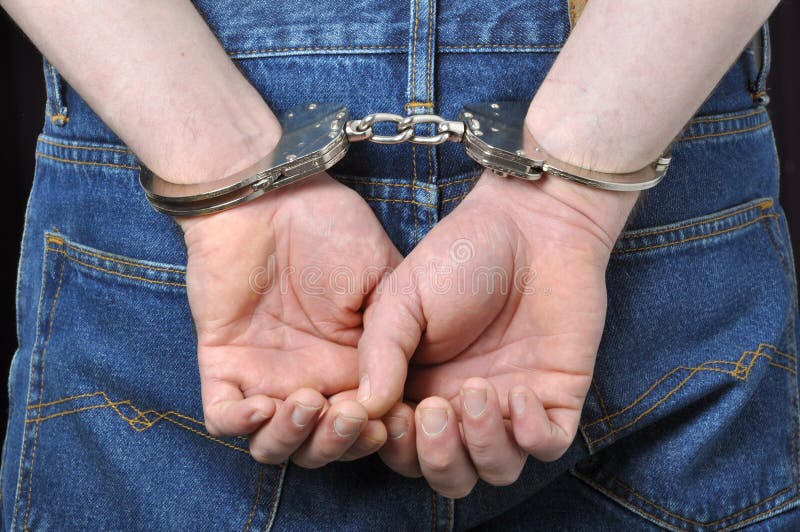 Criminal Hands Locked in Handcuffs Stock Photo - Image of consequence ...