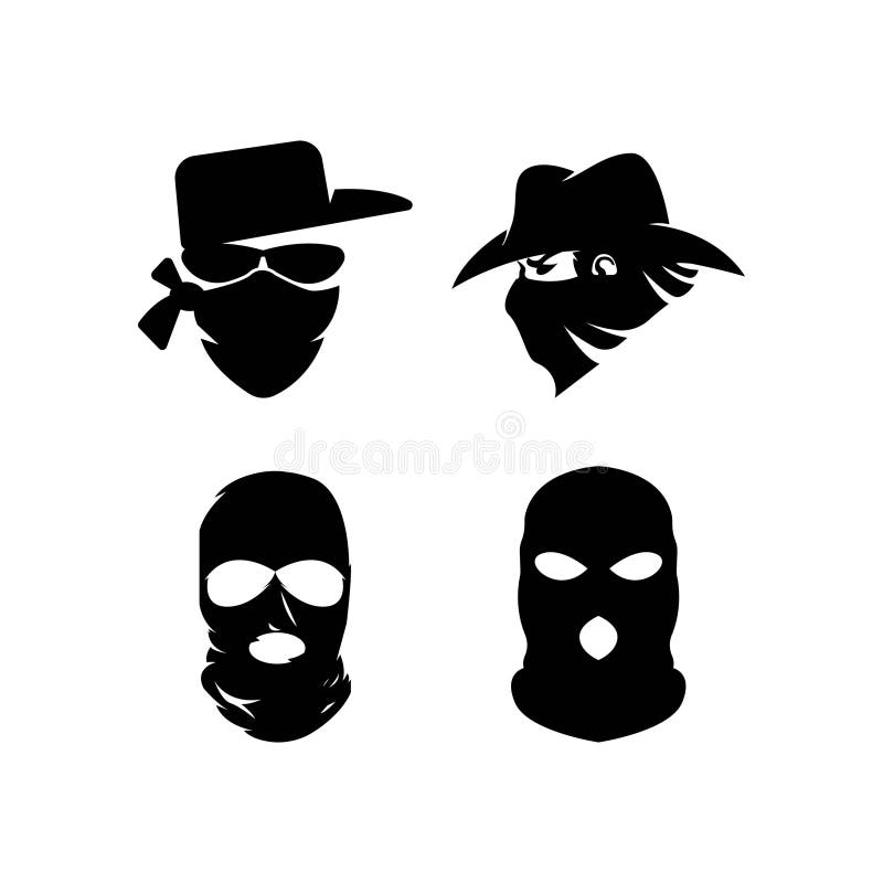 Criminal Mask and Bandit Icon, Logo Vector Design Stock Vector ...