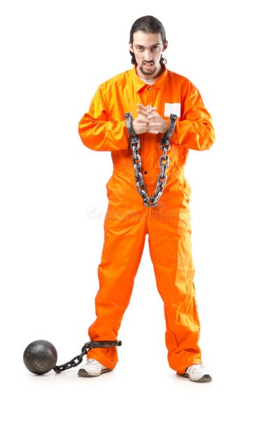 Criminal in robe in prison stock image. Image of handcuffs - 23986207