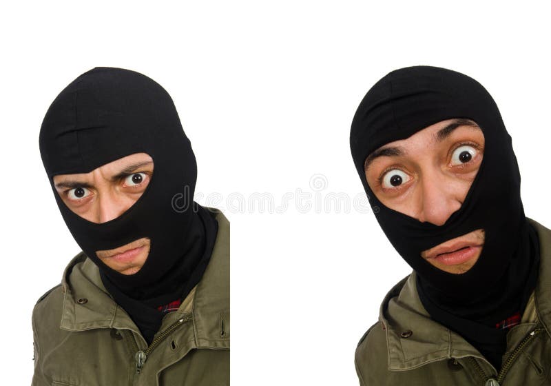 The Criminal Wearing Mask Isolated on White Stock Image - Image of head ...