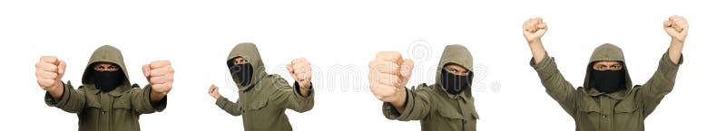 Criminal Wearing Mask Isolated on White Stock Photo - Image of male ...