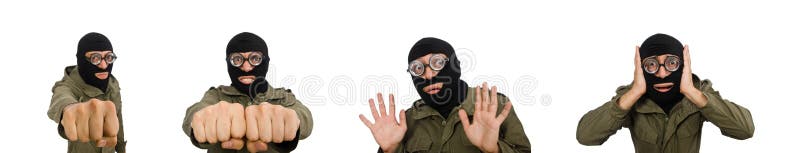 The Criminal Wearing Mask Isolated on White Stock Photo - Image of fist ...
