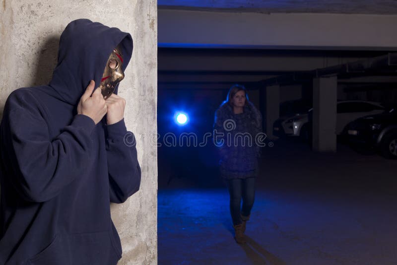 Criminal Wearing a Mask Waiting for a Woman Stock Image - Image of slum ...