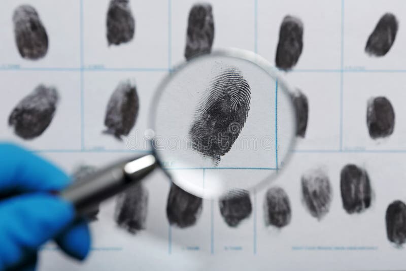 Criminalist Exploring Fingerprints with Magnifying Glass Stock Image ...