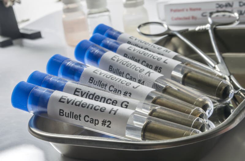 Criminalistic Laboratory, Bullet Shell Analysis Stock Photo - Image of ...
