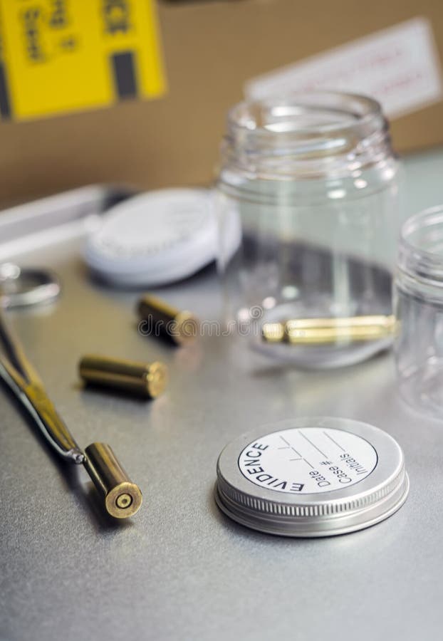 Criminalistic Laboratory, Bullet Shell Analysis Stock Image - Image of ...