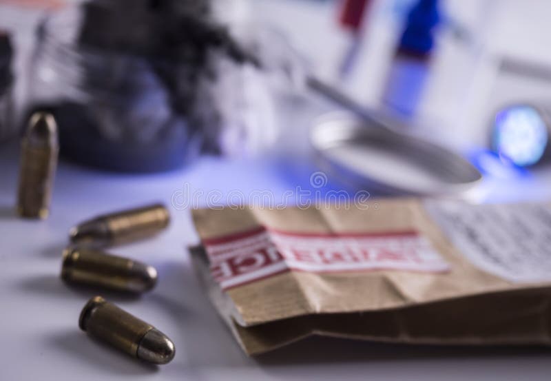 Criminalistic Laboratory, Bullet Shell Analysis Stock Photo - Image of ...
