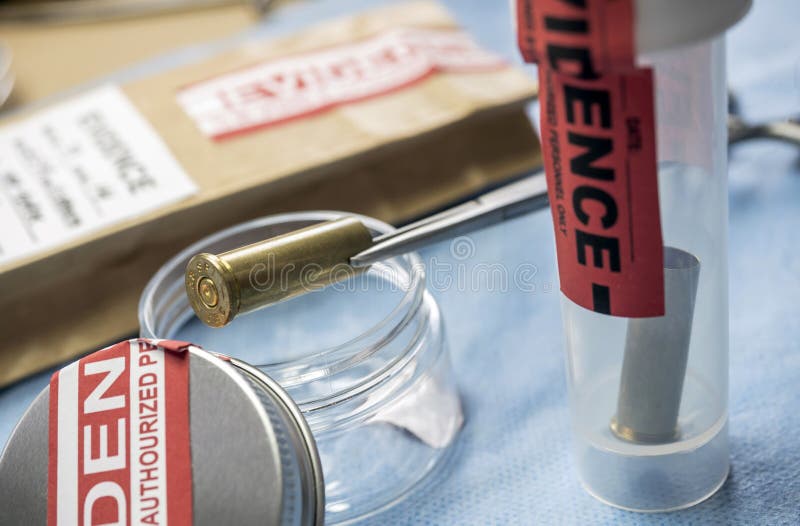 Criminalistic Laboratory, Bullet Shell Analysis Stock Image - Image of ...