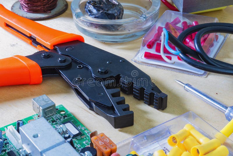 Crimper, Hand Tool for Crimping Terminals Stock Photo - Image of ...