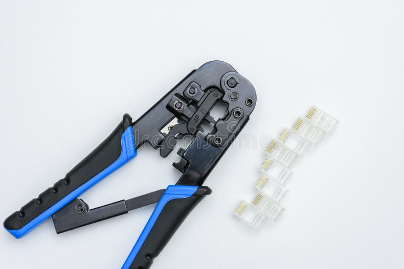 Crimping Power Tools for a Network Cable Stock Photo - Image of handle ...