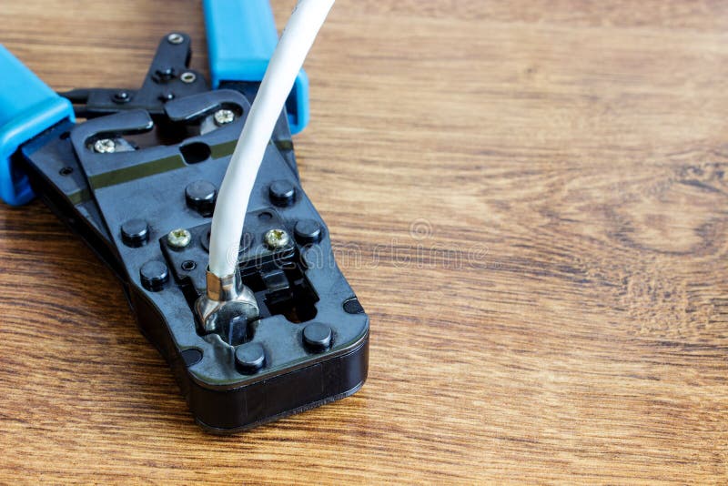 Crimping Tool with Cable for Computer Network. Stock Image - Image of ...