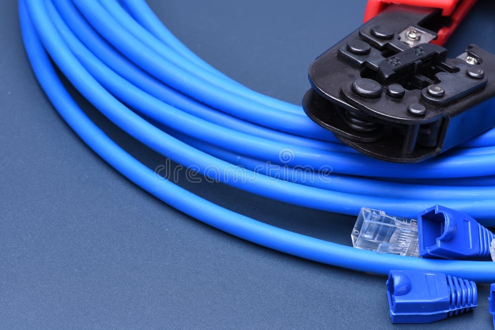 Crimping Tool with Cable for Computer Network Stock Image - Image of ...