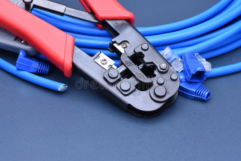 Crimping Tool with Cable for Computer Network Stock Photo - Image of ...