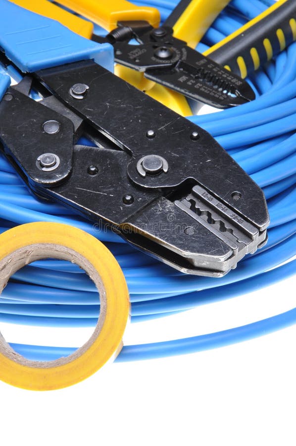 Crimping tool and cables stock photo. Image of isolation - 59144330