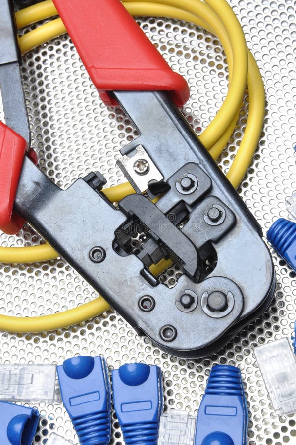 Crimping Tool with Network Cable Stock Image - Image of industry ...