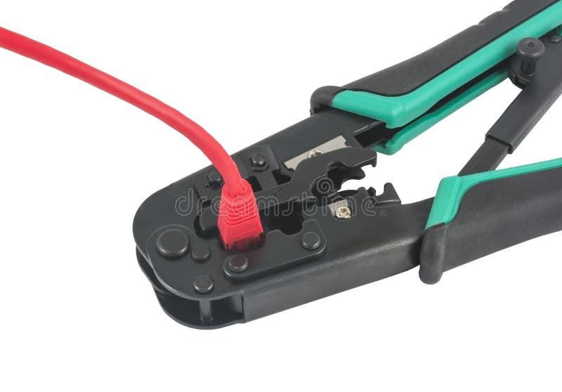 Crimping Tool with a Network Cable Isolated Stock Image - Image of link ...