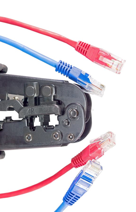 Crimping Tool with a Network Cable Isolated Stock Photo - Image of ...