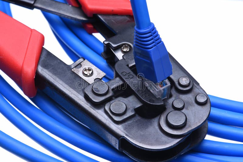 Crimping Tool with Network Cable Stock Image - Image of interconnect ...