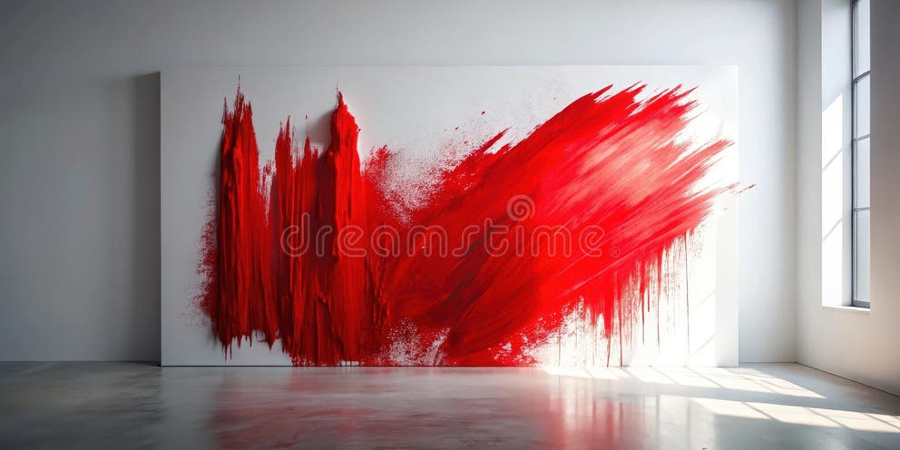 Crimson Abstract Expressionism a Bold Wall Art Installation in a Modern ...