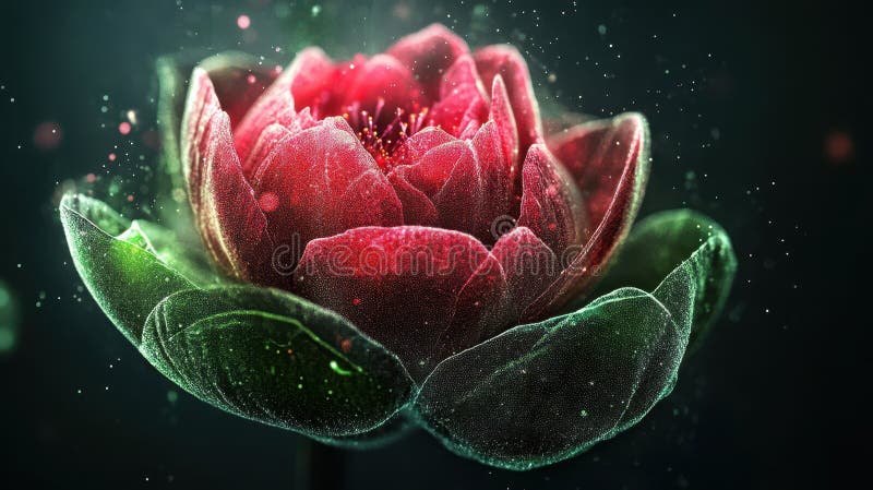 Crimson Bloom a Luminous Lotus in the Dark Stock Photo - Image of ...