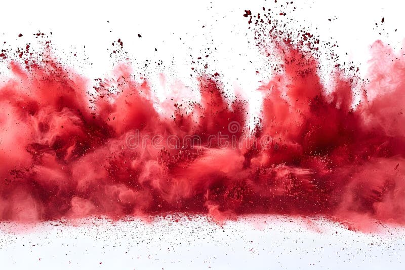 Crimson Burst: Dynamic Red Explosion, White Backdrop, Space for Text ...