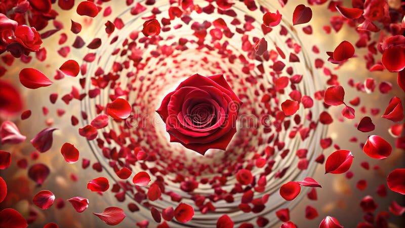 Crimson Cascade: a Symphony of Red Rose Petals Falling in a Whirlwind ...