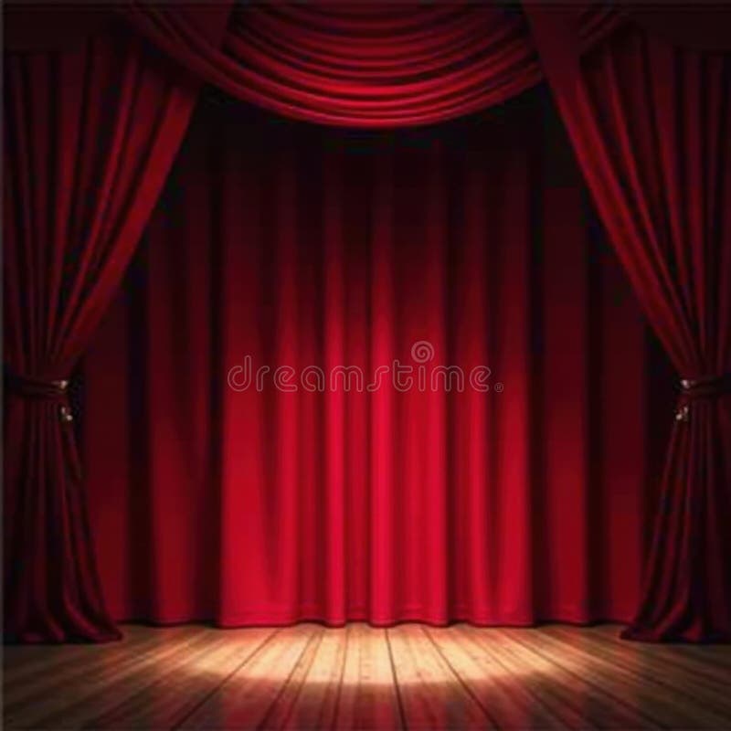 Crimson Curtain Rises, Spotlight on Empty Stage, Stagecraft, Theater ...