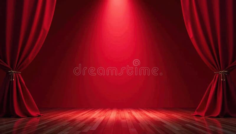Crimson Curtain Stage, Bright Spotlight Center, Rich Texture, Spotlight ...