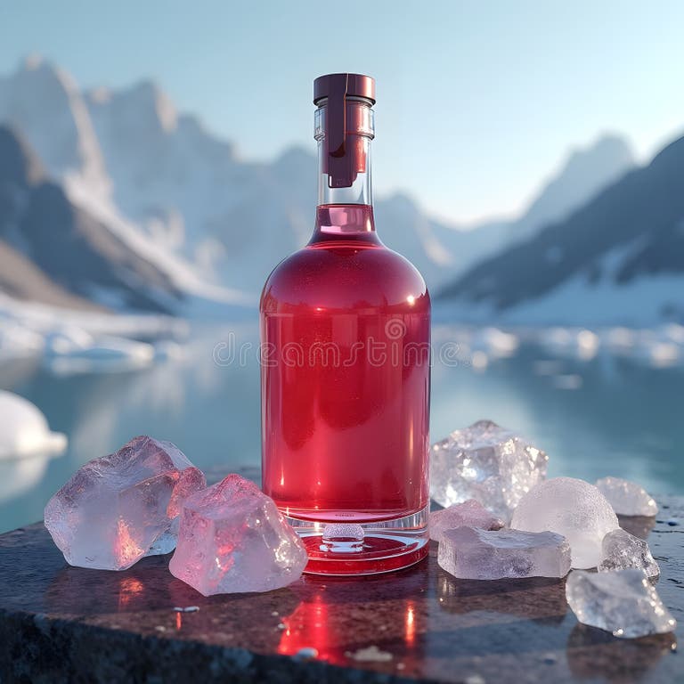 Crimson Elixir: a Luxurious Ruby Tonic on Polished Granite Stock ...