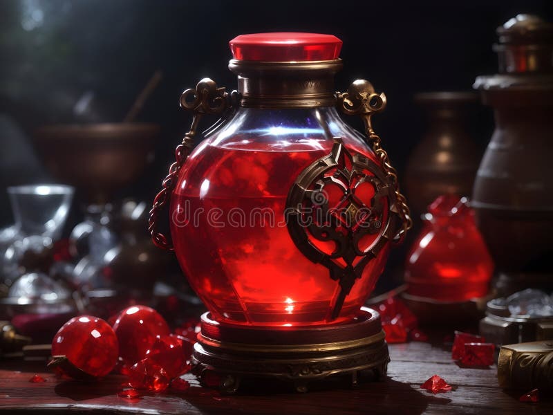 Crimson Elixir: a Visual Symphony in Red Potion Stock Illustration ...