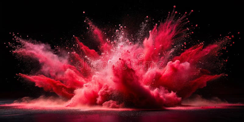 Crimson Explosion a Dynamic Burst of Red Powder Against a Black ...