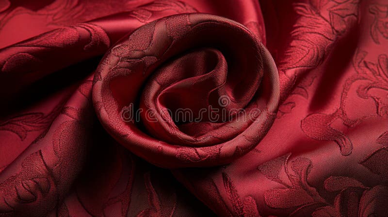 Crimson Fabric with Embroidered Floral Design Stock Illustration ...