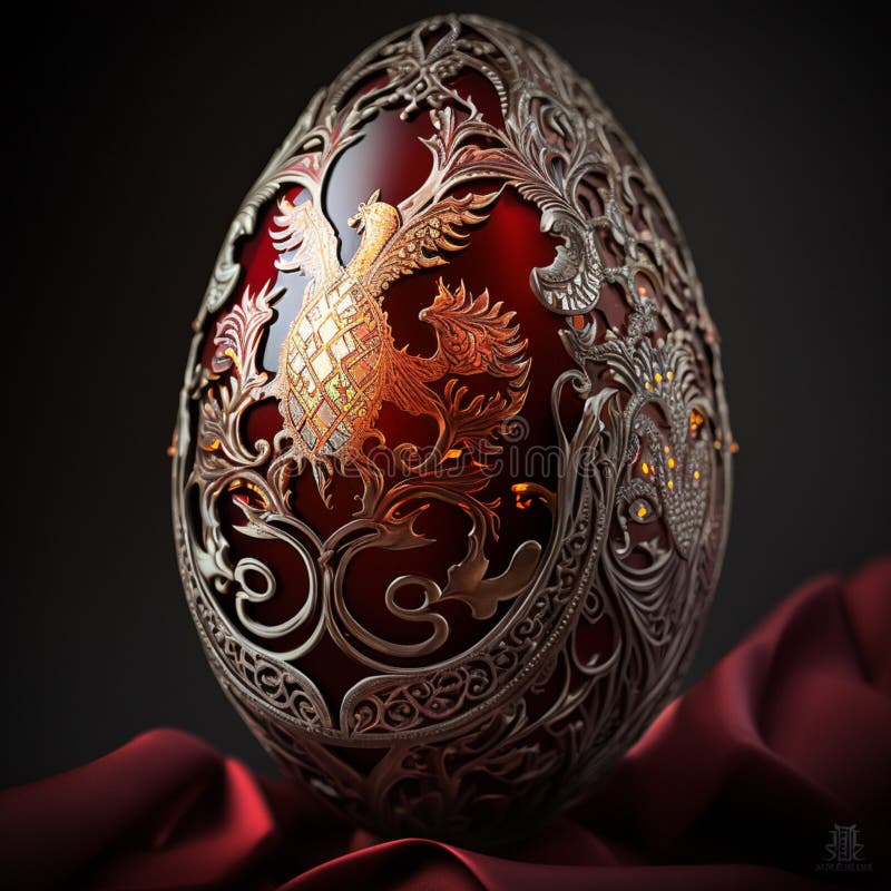 A Crimson Flame Phoenix Egg with Flames Shining, Generative AI Stock ...