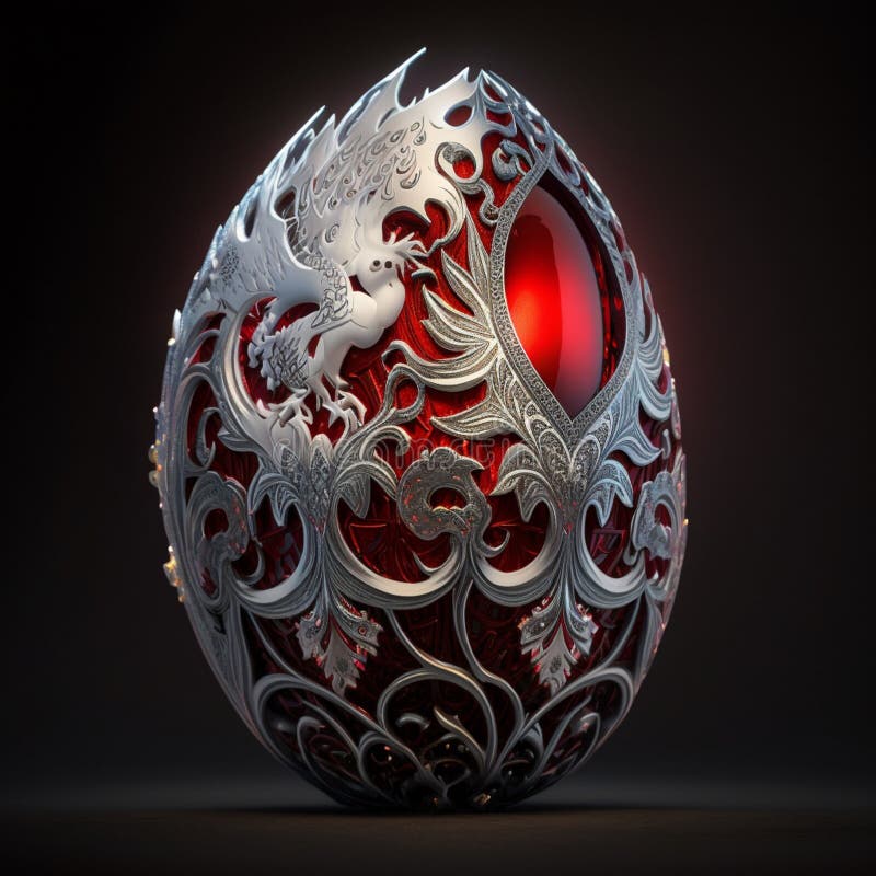 A Crimson Flame Phoenix Egg with Flames Shining, Generative AI Stock ...