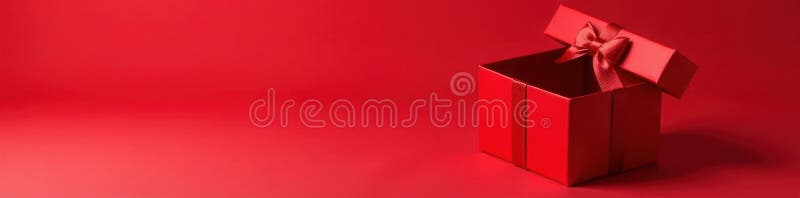 Crimson Gift Box Lid Ajar Revealing Empty Interior Holiday Gift Empty ...
