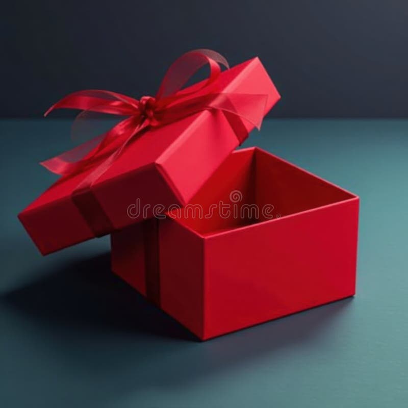 Crimson Gift Box, Lid Ajar, Revealing Empty Space, Luxury, Graphic ...