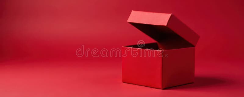Crimson Gift Box, Lid Ajar, Revealing Empty Space, Open Box, Surprise ...