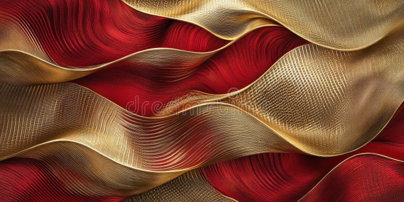 Crimson and Gold Waves: Abstract Pattern with Intertwined Red and Gold ...