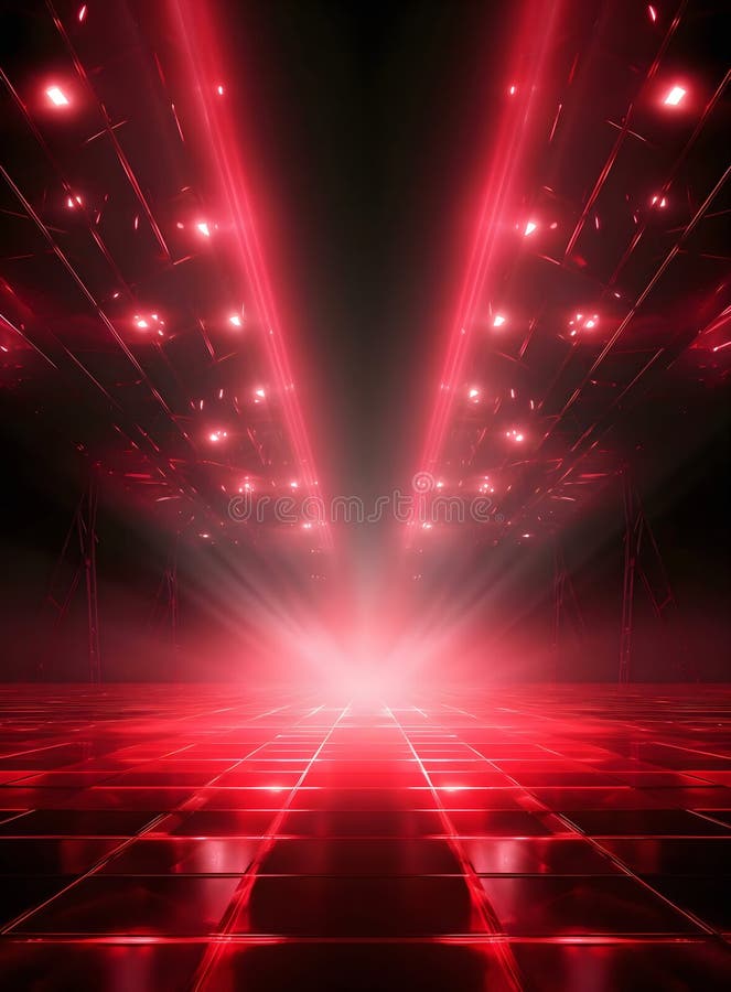 Crimson Grid: a Futuristic Red Lightscape Stock Illustration ...