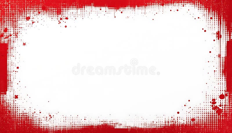 Crimson Halftone Border: Abstract Red Frame Design Texture Overlay for ...