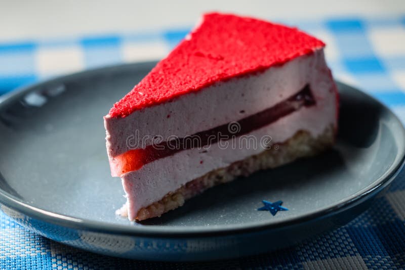 Crimson Holiday Cheesecake on Dark Plate Stock Image - Image of ...